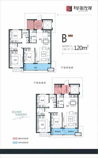 方程·华街左岸C区三室两厅两卫B120㎡3室2厅2卫0厨120.00㎡-晋城房天下